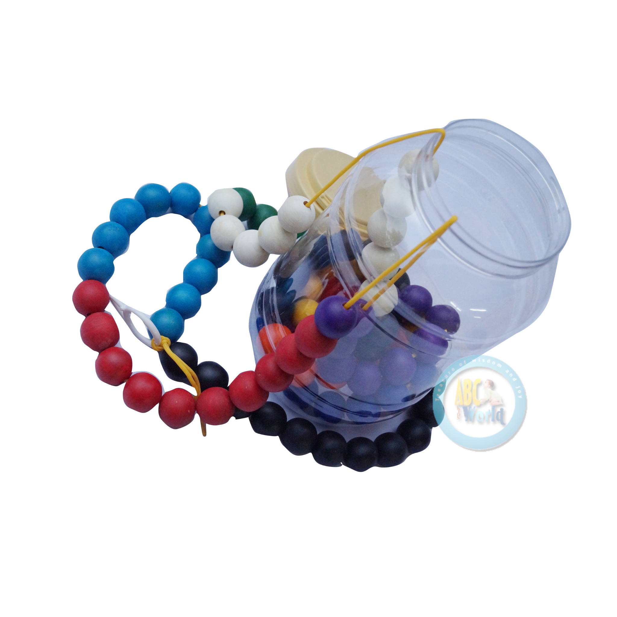 Wooden Round 100 Beads of 10 Colors in a Jar – ABC KIDS WORLD